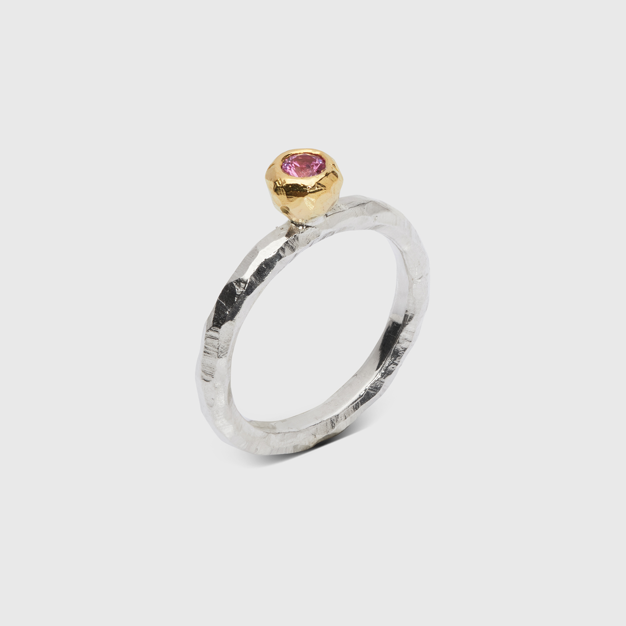 Ringo Kula - Ring Silver & 18k Guld Med 0,20ct Rosa Safir