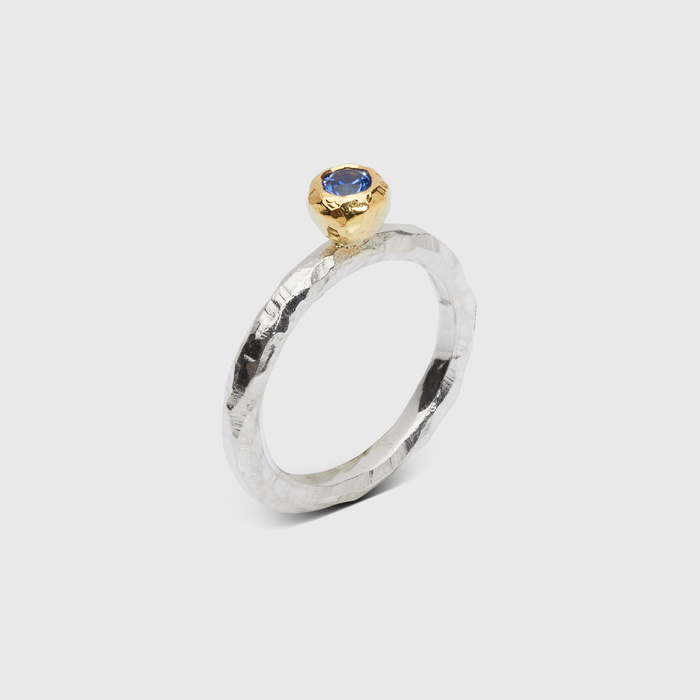 Ringo Kula - Ring in silver and 18K gold with lightblue sapphire 0.20ct ...