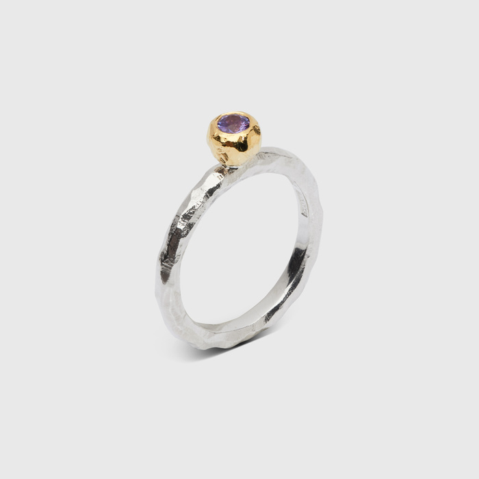 Ringo Kula - Ring in silver and 18K yellow gold with violet sapphire 0 ...