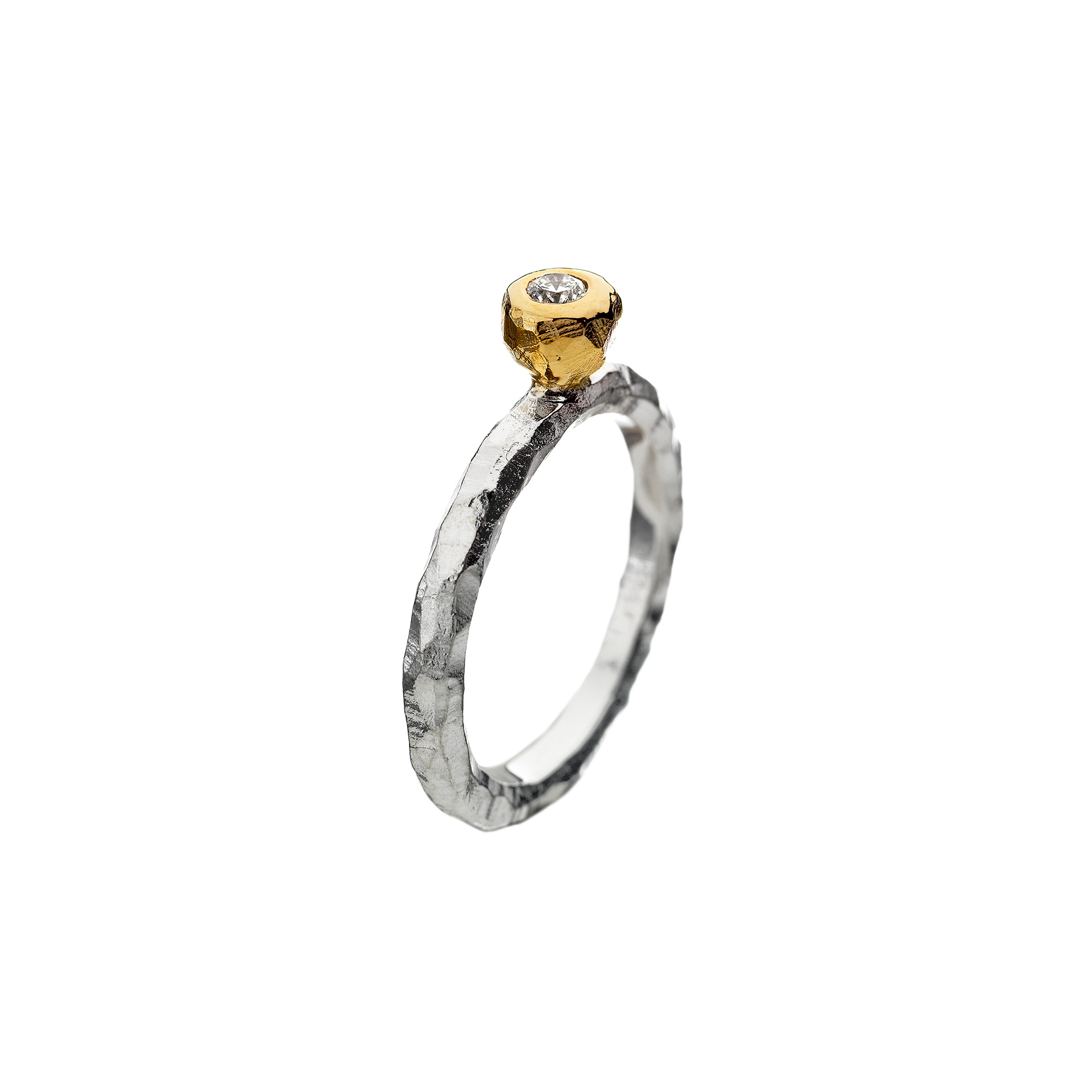 Ringo Kula - Ring in silver and 18K yellow gold with 0.10ct diamond ...