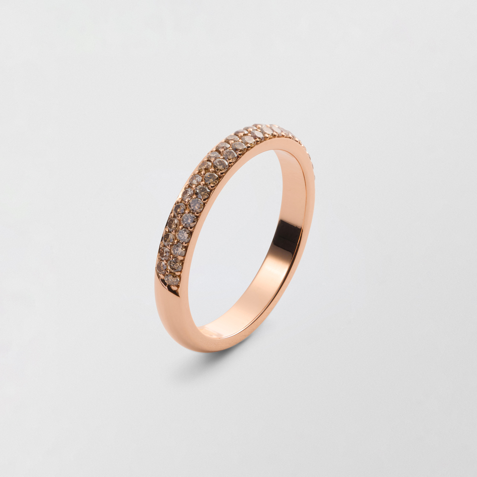 Soft Pavé, Halvalliansring i 18k Roséguld & 0,40ct Coffee Diamant