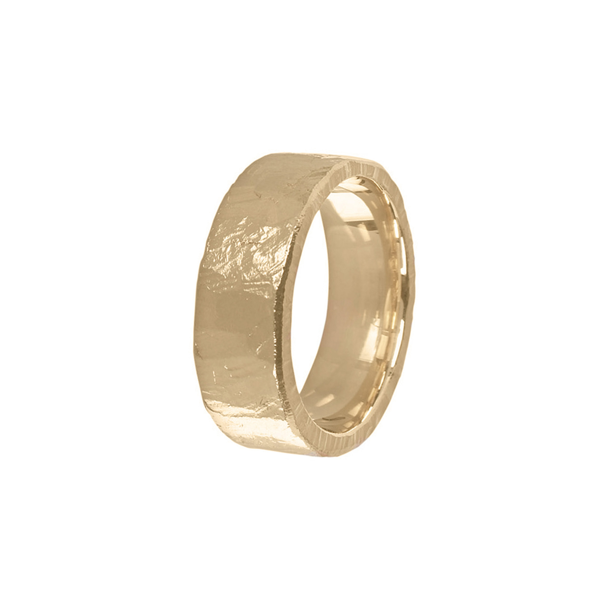 Rock, låg, slät ring - Ring i 18K gult guld, 8,0 mm.