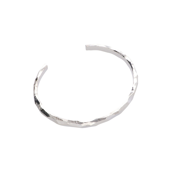 Rock - Open Bangle in silver, 6mm.