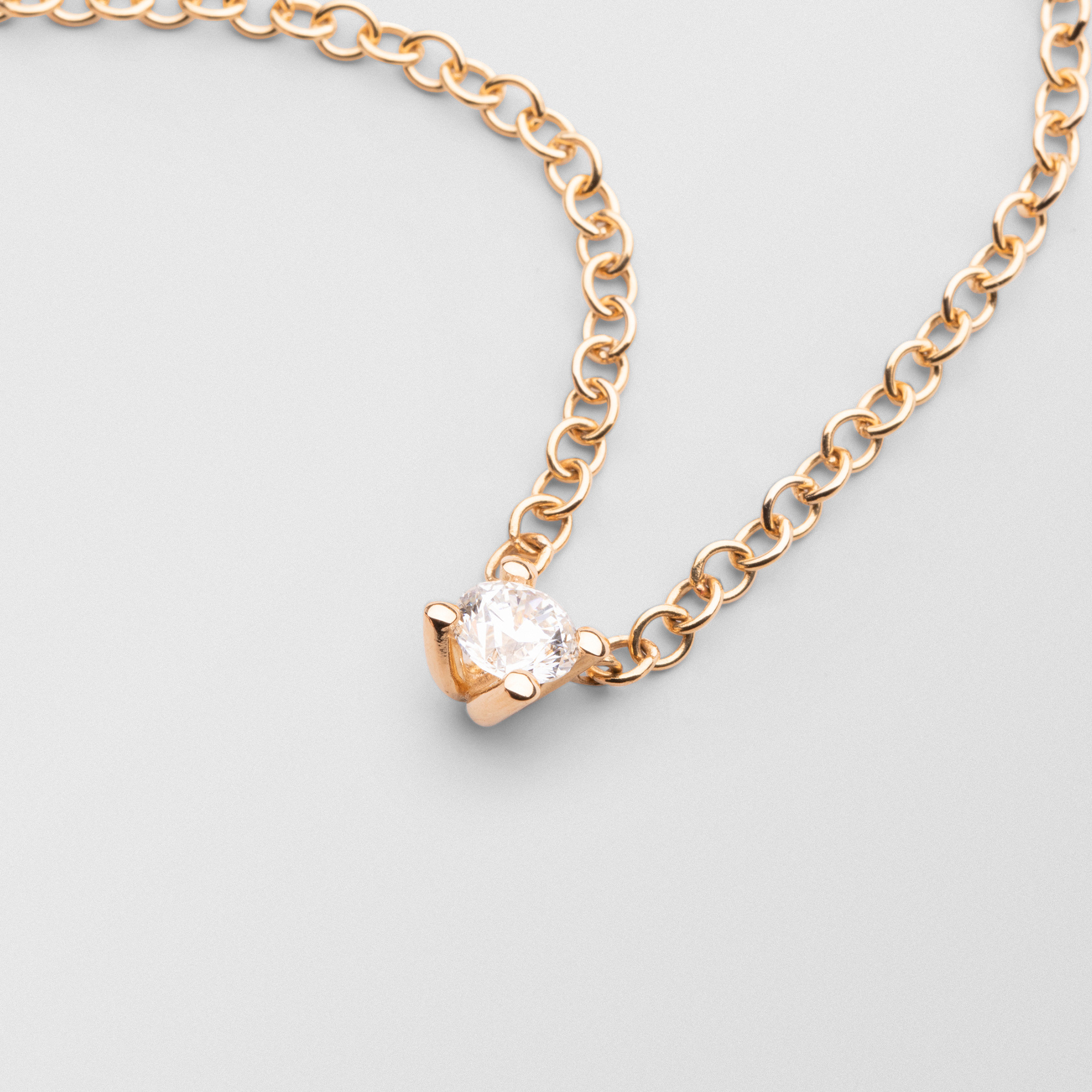 Bonnie - Necklace in 18K yellow gold with 0,50ct diamond, 39 cm.