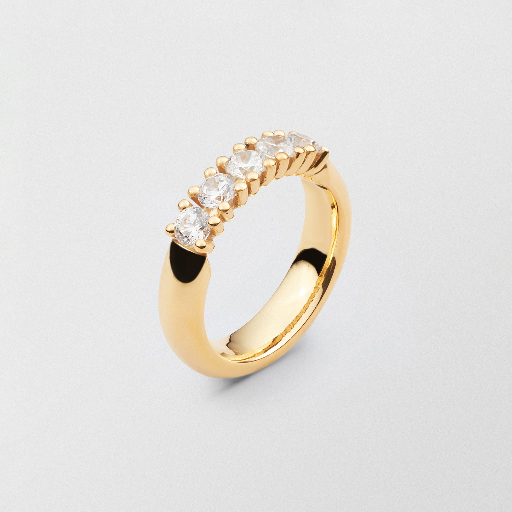 Bonbon, halvallians - Ring i 18K gult guld med 1,00ct diamant, 5,2 mm.