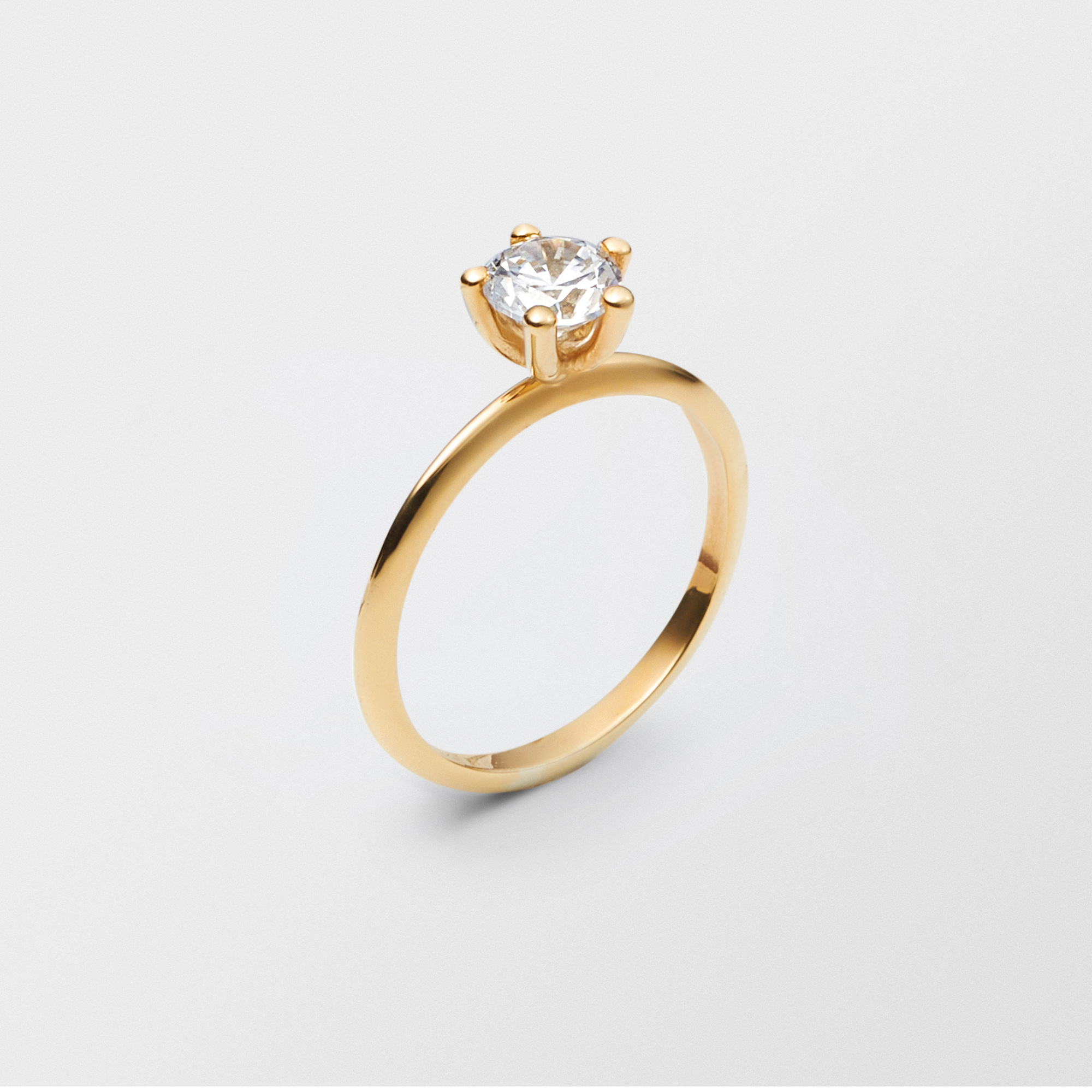 Poppy, solitaire - Ring in 18K yellow gold with 1,00ct diamond, 2,0 mm.