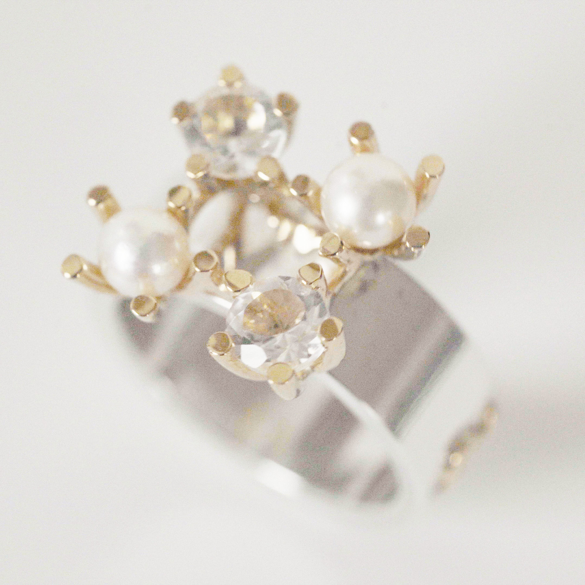 Studio Dice - Ring in silver and 18K yellow gold with rock crystal and ...